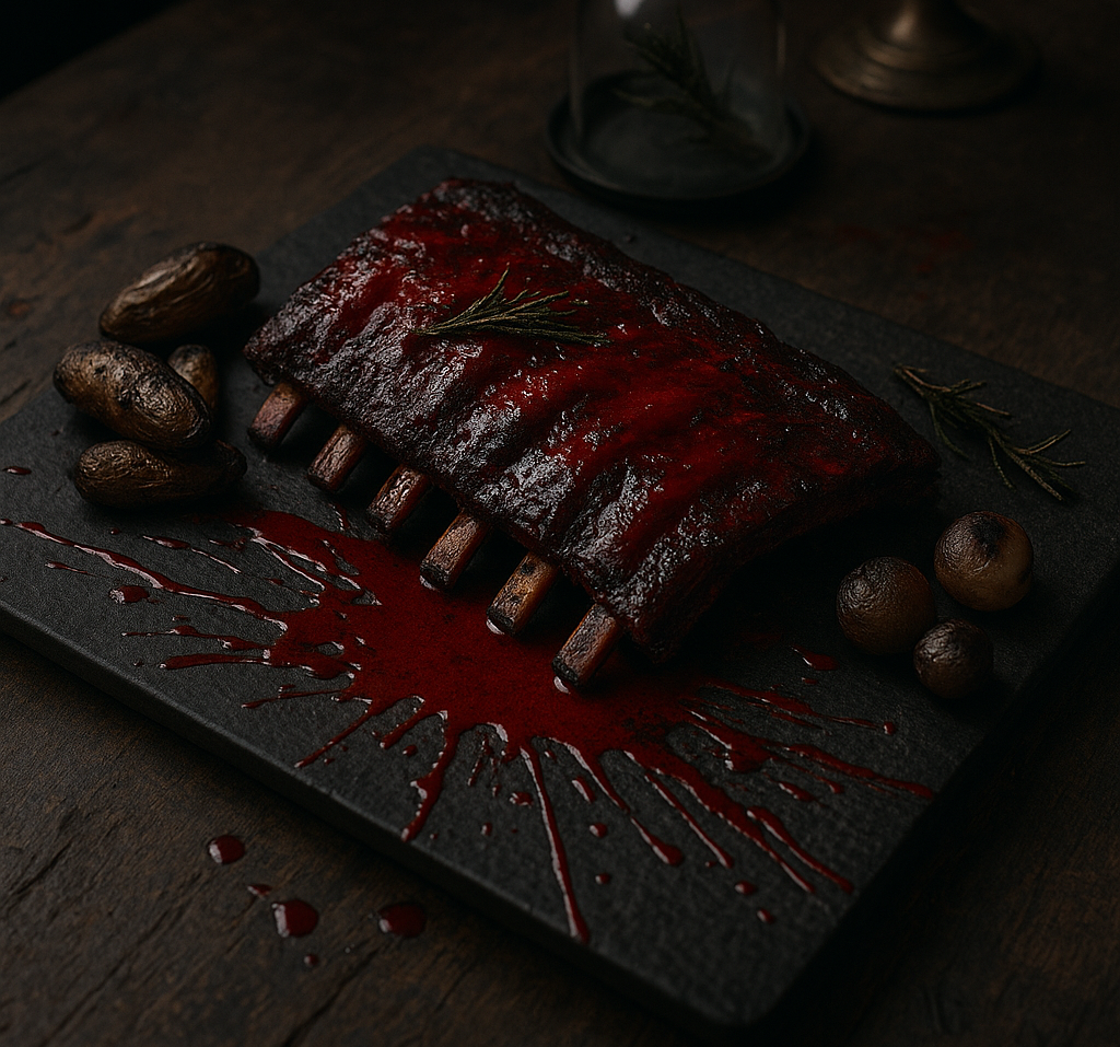 Bloody glazed ribs